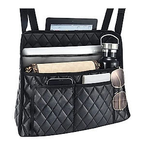 AICEL Car Handbag Purse Holder Between Seats, Auto Seat Leather Organizer Pocket, Front Seat Bag Box Storage for Cell Phone Document, Backseat Barrier for Kids Pet, Fits for Most Vehicles