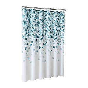 Serafina Home Mineral Blue Teal Modern Fabric Shower Curtain for Bathroom: Cascading Water Splash Pattern of Turquoise, Aqua, and White