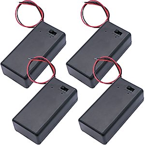 TWTADE 4Pcs Battery Holder with ON/Off Switch 9V Battery Case Box with Leads I-014