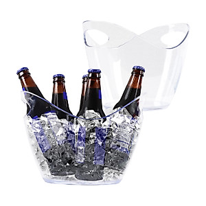 Lot45 Acrylic Beverage Bucket 2pc Set - 3.5 Liter Clear Party Beverage Tub Set - Indoor or Outdoor Bottle Drink Chiller