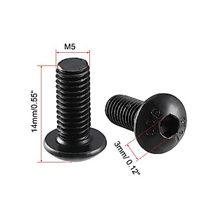 uxcell M5x12mm Button Head Hex Socket Cap Screw Bolt Black 50pcs
