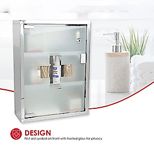 Home Basics MC35180 Medicine Cabinet, 12'' x 16'' x 4.75'' (35 x 40.6 x 12 cm), Silver