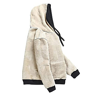 Haellun Womens Casual Winter Warm Fleece Sherpa Lined Pullover Hooded Sweatshirt (Black, Large)