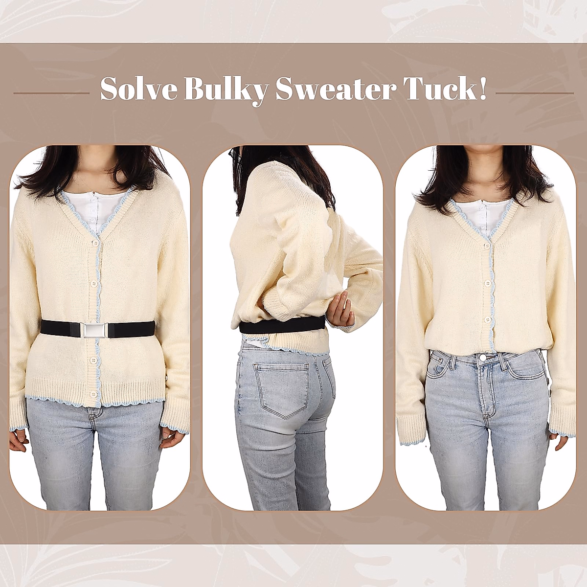 JASGOOD 4 Pack Women Stretch Belt Invisible Elastic Web Strap Belt for Pants Jeans Dresses