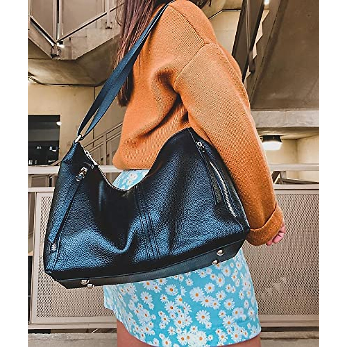 S-ZONE Women Shoulder Hobo Purses and Handbag Medium Genuine Leather Crossbody Bags