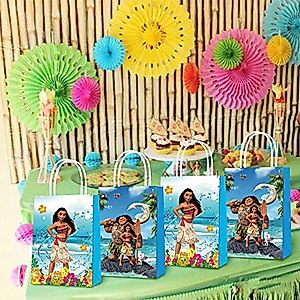 W/NN 16 Pcs Moana Party Paper Gift Bags, 2 Styles Party Favor Bags with Handles for Moana Party Decorations, Goody Bags Candy Gift Bags for Girls Boys Birthday Party Supplies Favors