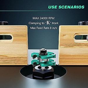 CSOOM 3PCS 45 Degree Miter Router Bits & Tongue and Grooving Router Bits All with 1/4 Shank, Ideal for MDF, Hardwood, Softwood, and Particleboard.