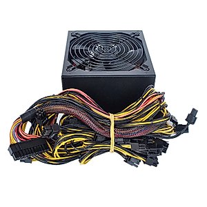 2000W Mining Power Supply Modular Mining PC Power PSU Supports 8 GPU Rig for ETH Bitcoin Ethereum Miner with Auto-Thermally Controlled Fan Supply,110V-240V Power Supply Mining Machine