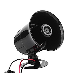 Motorcycle Alarm Horn, 12V 30W Car Motorcycle Alarm Warning Siren Horn 3 Sound Loud Speaker, Black