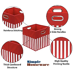 Simple Houseware 3 Pack 13" Printing Fabric Cubic Storage Bin with Handles, Red