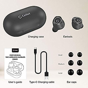 Wireless V5 Bluetooth Earbuds Compatible with Samsung Galaxy S10 Plus with Charging case for in Ear Headphones. (V5.0 Black)