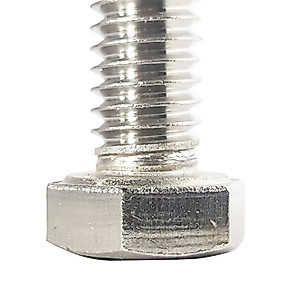 3/8-16 x 1/2" Hex Head Cap Screw Bolts, External Hex Drive, Stainless Steel 18-8, Full Thread, Bright Finish, Flat Point, Quantity 10 by Fastenere
