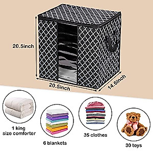 Keaxinty Storage Bags for Clothes,3 Pack 100L Large Capacity Blanket Foladable Storage Boxes with Thick Reinforced Handles for Bedding,Clothing,Pillow, Black (20.5x14.6x20.5in)