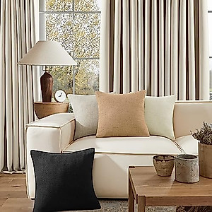 Deconovo Black Pillow Covers 18x18 Inch Set of 4, Faux Linen Throw Pillow Case, Couch Cushion Cover for Home Decor(18 x 18 Inch, Black, Set of 4, No Pillow Insert)