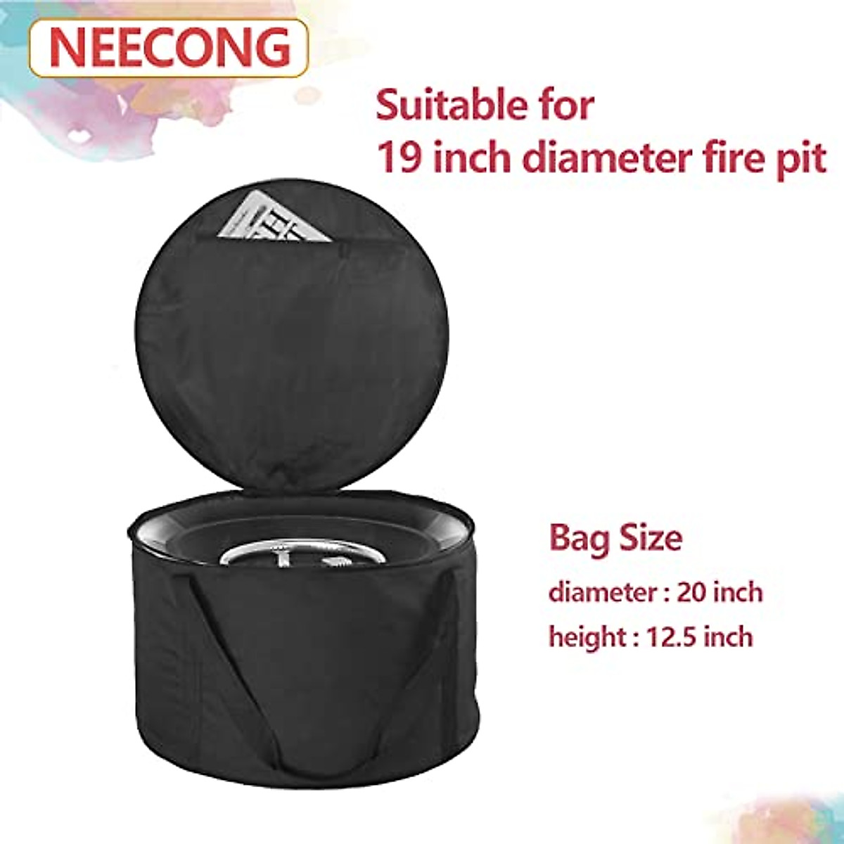 NEECONG Fire Pit Bag Compatible with Outland Firebowl Model 893 870 823, Diameter 19-Inch Carrying Case for Propane Gas Fire Pit(Bag Only) Black