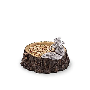 Arthur Court Designs Aluminum Standing Squirrel on Log Nut/Candy/Snack Bowl Dish 7 inch Diameter