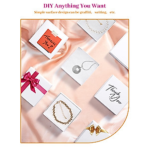 MESHA Cardboard Jewelry Gift Boxes for shipping, Glossy Small Gift boxes for Necklace Ring Bracelet Earring Cotton Filled Jewlery Box with Lids, White 3.5x3.5x1 Inch, 20 Pieces