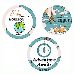 SMARSTICKER 0.75 inch Adventure Awaits Baby Shower Kiss Favors Sticker Labels Gender Neutral Party Circle Chocolate Drop for Baby Favors,Envelope Seals,Goodie Bags, Boxes 300pcs, Blue