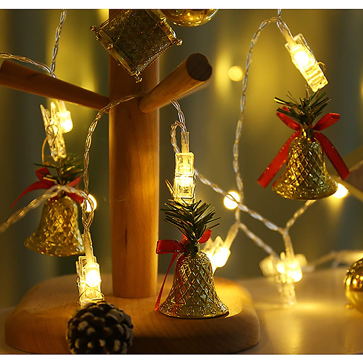 Ohbingo 30 Led Outdoor Christmas Lights Photo Clips String Lights USB Operated Fairy Lights Patio lights for Xmas, Bedroom, Indoor, Party, College Dorm Room, Ideal Gift 12ft Warm White