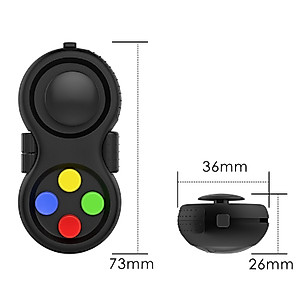 ATiC Fidget Controller Pad, [2 Pack] Stress Reducer Classic Game Pad Anti-Anxiety Focus Hand Shank Toy for ADD, ADHD, Autism Kids and Adults Killing Time, Colorful/Black + Blue/Black