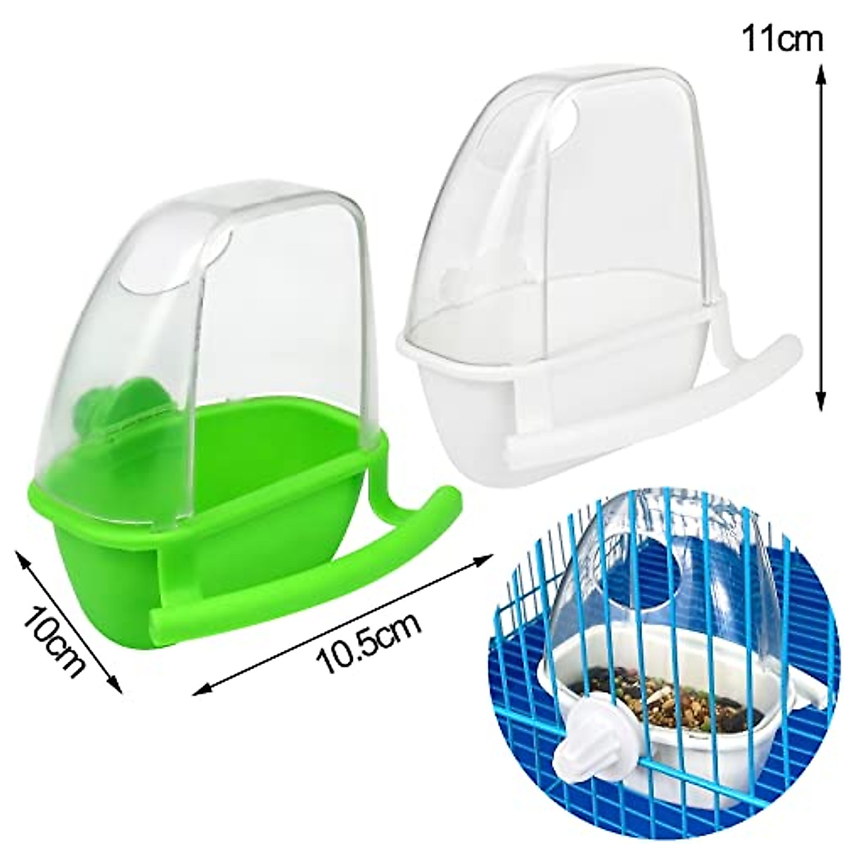 2Pcs Birds Water Dispenser, Bird Water Feeder for Cage, Parrot Feeder Hanging Bird Food Bowl, Bird Seed Food Container Cage Accessories for Parakeet Budgies Lovebirds