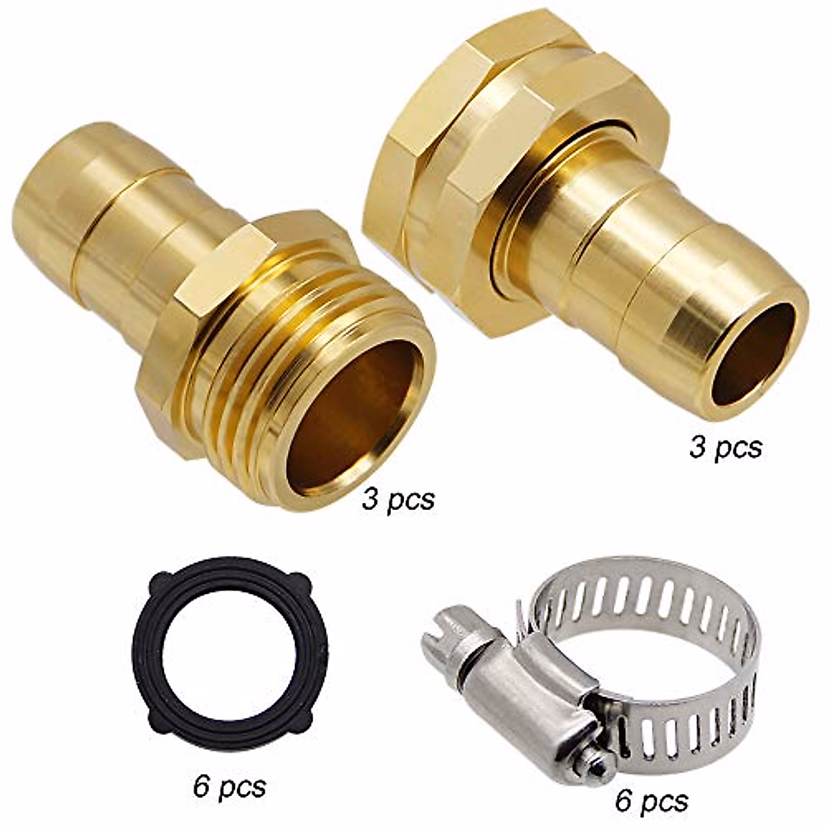 Triumpeek Garden Hose Repair Connector with Clamps, Set of 3 Aluminum Water Hose End Replacement Fit for 3/4" and 5/8" Garden Hose Fittings
