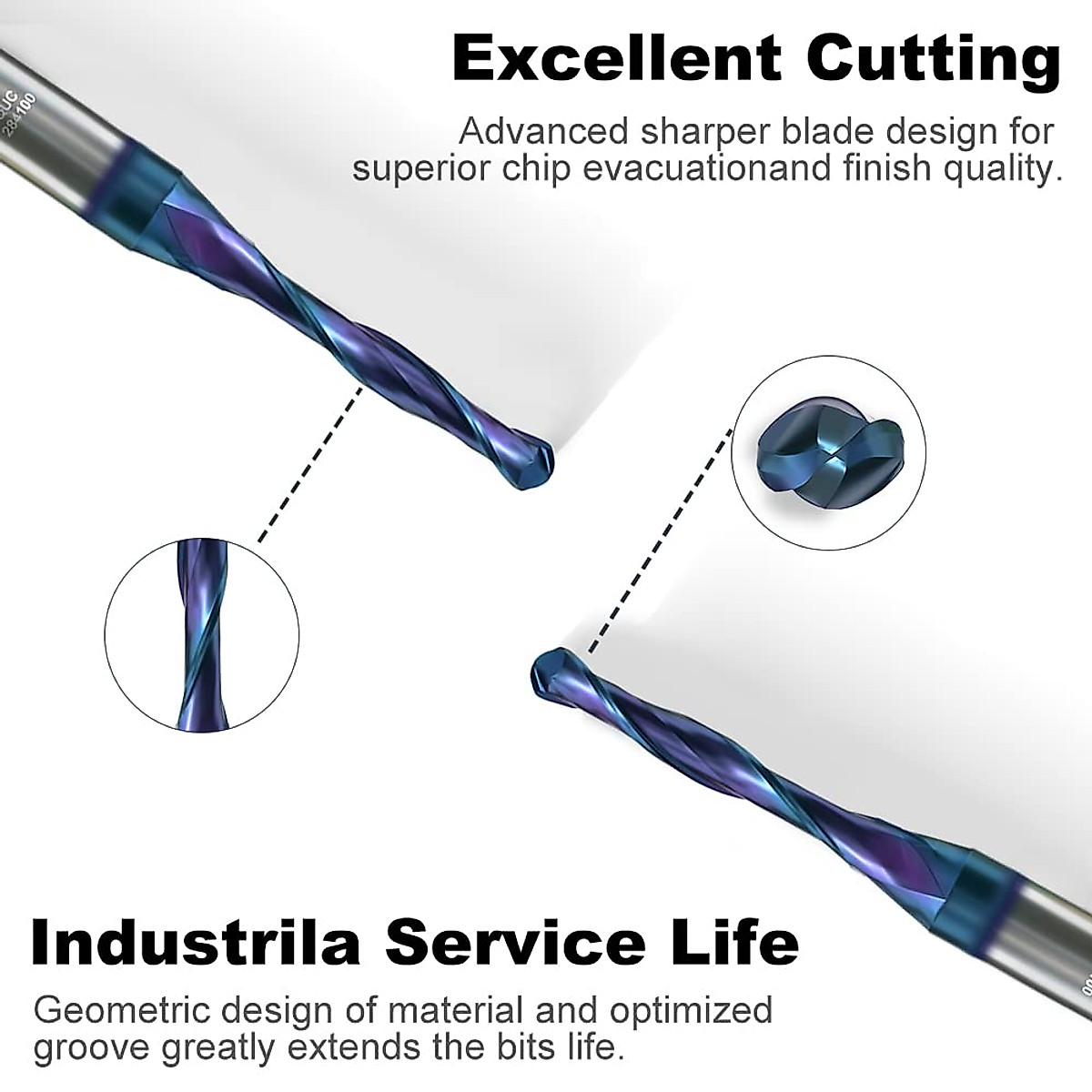 XDENGP Up Cut Ball Nose Router Bit for CNC, 1/8 inch Cutting Diameter and 1 inch Cutting Length 1/4 inch Shank with NACO Coated Carbide End Mill for Wood Side Milling End Milling, Finish Machining