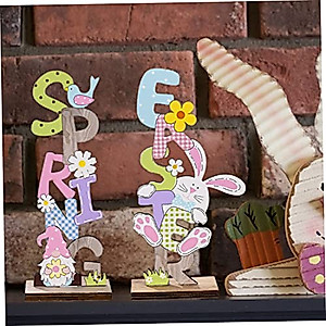 KUYYFDS Easter Table Decorations Wooden Centerpiece Signs, Easter Table Sign Decor Wooden Bunny Spring Easter Letter Tabletop Ornaments 2PCS