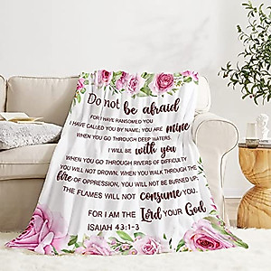 Christian Gifts for Women, Bible Verse Scripture Blanket with Inspirational Thoughts and Prayers, Ultral Soft Warm Lightweight Flannel Flowers & Proverbs Religious Throw Blanket for Bed Sofa 60"x50"