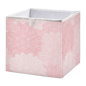 Kigai Pink Mandala Rectangular Storage Bins - 16x11x7 In Large Foldable Storage Basket Fabric Storage Baskes Organizer for Toys, Books, Shelves, Closet, Home Decor