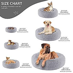 ZEJEUER Cat Bed, Small Dog Bed, Round Donut Washable Plush Fluffy Faux Fur Soft Cushion Beds for Indoor Pets