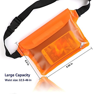 HEETA Waterproof Dry Bag for Women Men Transparent Black 5L Bundle with 2-Pack Waterproof Pouch with Waist Strap