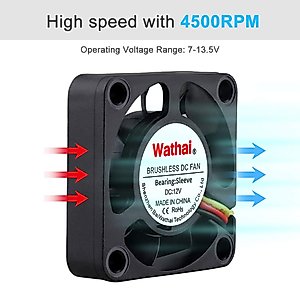 Wathai 40mm x 10mm DC Brushless Fan 12V 3Pin Cooling for 3D Printing, PC Computer Case, CPU Replacement, Graphics Card, Raspberry PI