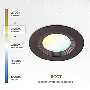 ASD Oil Rubbed Bronze 6 inch Recessed Lighting LED 12W 1000Lm 5CCT 2700/3000/3500/4000/5000K LED Dimmable Retrofit Downlights Baffle Trim CRI 90, UL 6 Pack