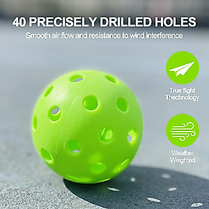 Montela Pickleball Balls 6/12 Pack Outdoor Indooor Pickleball Approved Official Sports Pickle Balls for Outdoor Play,40 Holes Pickleball with Net Bag,Neon Green