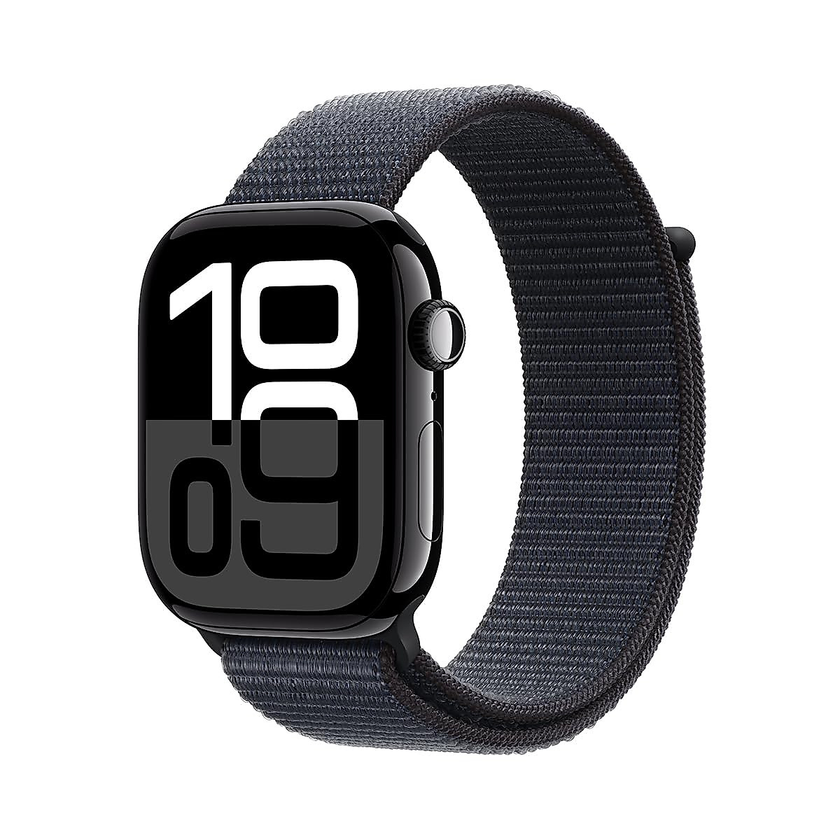 Apple Watch Series 10 [GPS, 46mm] - Jet Black Aluminum Case with Ink Sport Loop (Renewed)