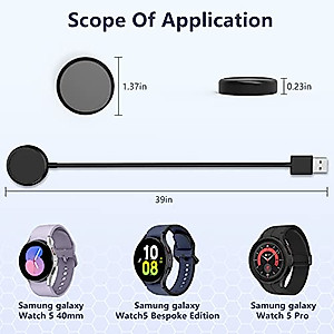 2 Pack Charger Compatible with Samsung Galaxy Watch 6/6 Classic/5/5 Pro, Replacement USB Magnetic Charging Cable Cord Stand for Galaxy Watch 4/4 Classic/3/Active 2/Active Wireless Charging Dock, 3.3ft