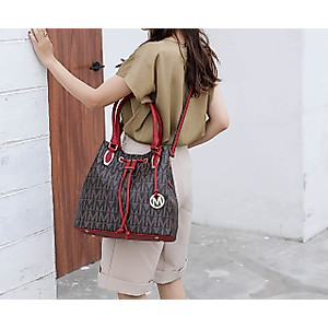 MKF Collection Shoulder Bag for Women, PU Leather Pocketbook Top-Handle Crossbody Purse Tote Satchel Handbag Navy Blue