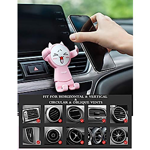 Cute Girly Cartoons Car Phone Holder Mount Air Vent Phone Holder for Car,Compatible Dashboard Windshield Car Phone Holder,Car Accessories for Women and Girls (Rose Pink)