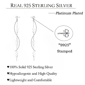 SLUYNZ Sterling Silver Star Dangle Earrings for Women Teens Girls Long Dangle Earrings Chain Curve Tassel (A-Silver)