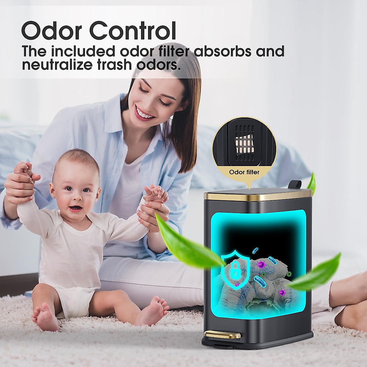 Small Bathroom Trash Can with Lid-5L/1.3 Gal Stainless Steel Step Pedal Trash Can Slim Metal Wastebasket-Narrow Rectangle Garbage Container Bin/w Inner Bucket for Kitchen Bedroom Office Toilet-Black