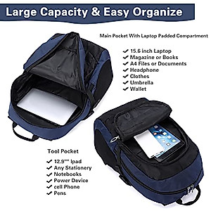 BEFUNIRISE Kids School Backpack For Boy And Girl,Large Capacity High Middle Elementary Primary Students Teens Sports Bookbag (Navy)