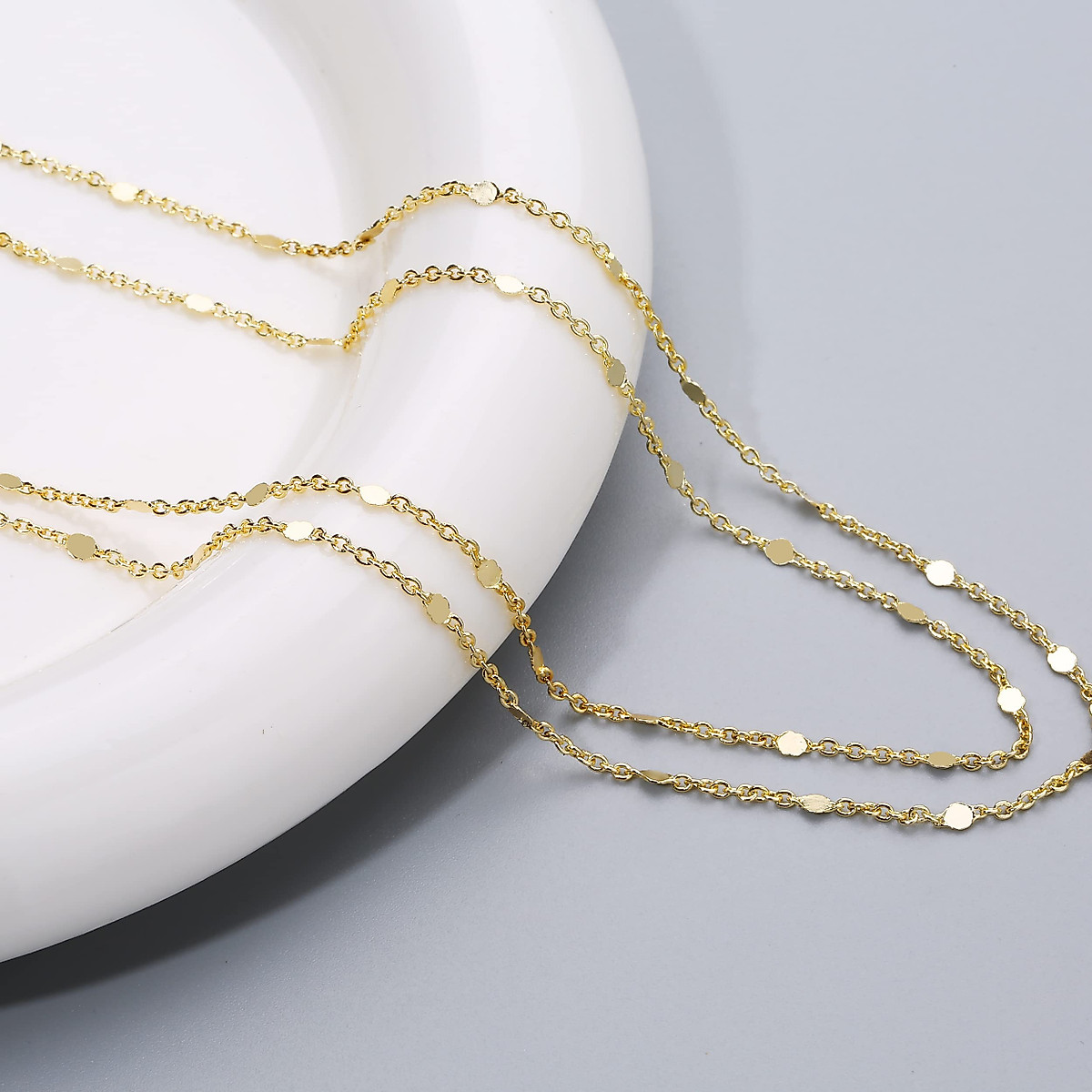 Sewyer 14K Gold Plated Satellite Choker Necklace for Women Dainty Coin Chain Choker Simple Beaded Necklaces Everyday Jewelry Gifts