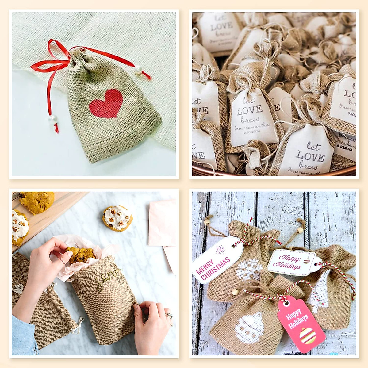 Burlap Bags with Drawstring – Pack of 25 (4 x 6 Inch) Burlap Sacks Perfect for Jewelry, Party, Wedding Favors, Christmas, Coffee and DIY Craft