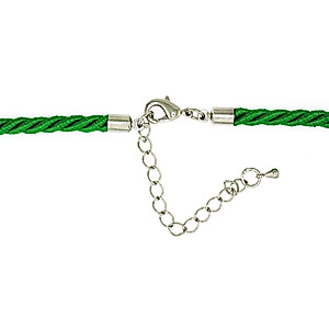 Three Ply Twisted Faux Silk Cord Necklace (16 inch)-Green