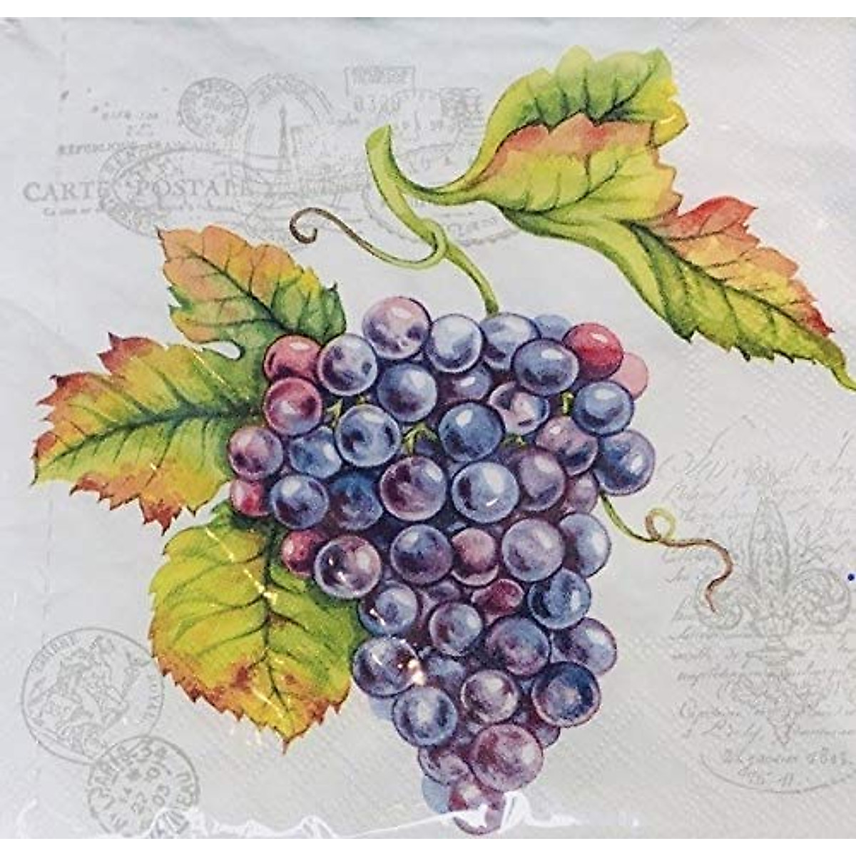 20-ct 13x13 Purple Grape Napkins Decoupage Napkins Luncheon Cocktail Paper Napkins Decorative Paper Napkins for Dessert Birthday Wedding Anniversary Dinner Napkins Paper for ALL Seasons Mom Dad Artist