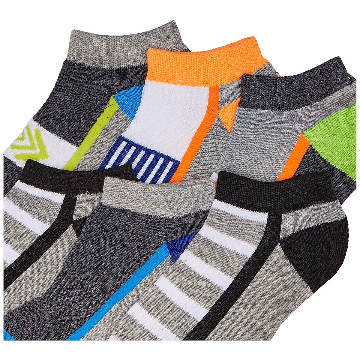 Jefferies Socks Boy's Sport Athletic Colorful Pattern Low Cut Half Cushion Socks 6 Pair Pack, Multi, Medium