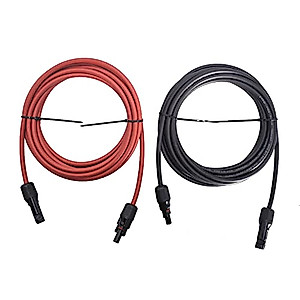 findmall 15FT Solar Panel Extension Cable Wire 10AWG Female and Male Connector Black and Red Solar Panel Extension Cable Wire