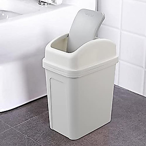 Vababa 3-Pack 4 Gallon Plastic Trash Can with Swing Lid, Swing-Top Waste Can, Gray