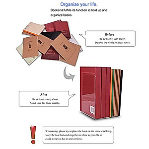 MerryNine Plastic Acrylic Bookends Pair Organizer Bookshelf Decor Decorative Bedroom Library Office School Supplies Stationery Gift (Plastic Acrylic_2 Pairs)